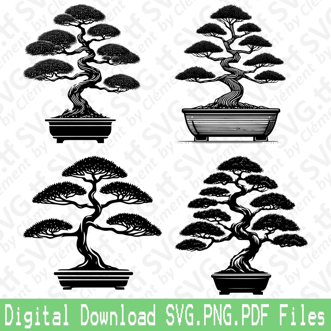 Bonsai Tree. SVG PNG PDF Files. Zen Japan Asia Interior Nature Flower ...