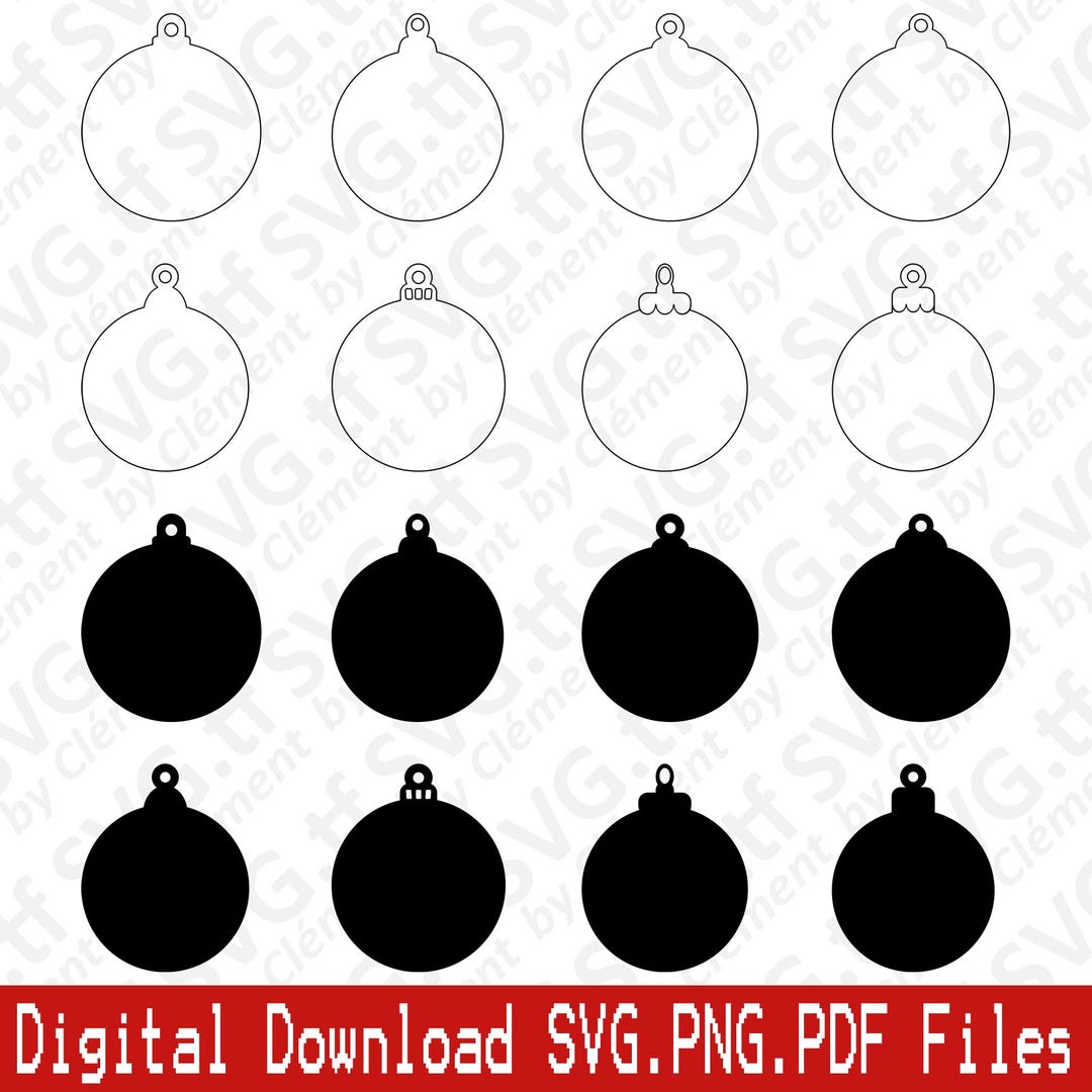 Christmas Tree Ornament. Shape Outline. SVG PNG PDF Files. Winter Snow ...