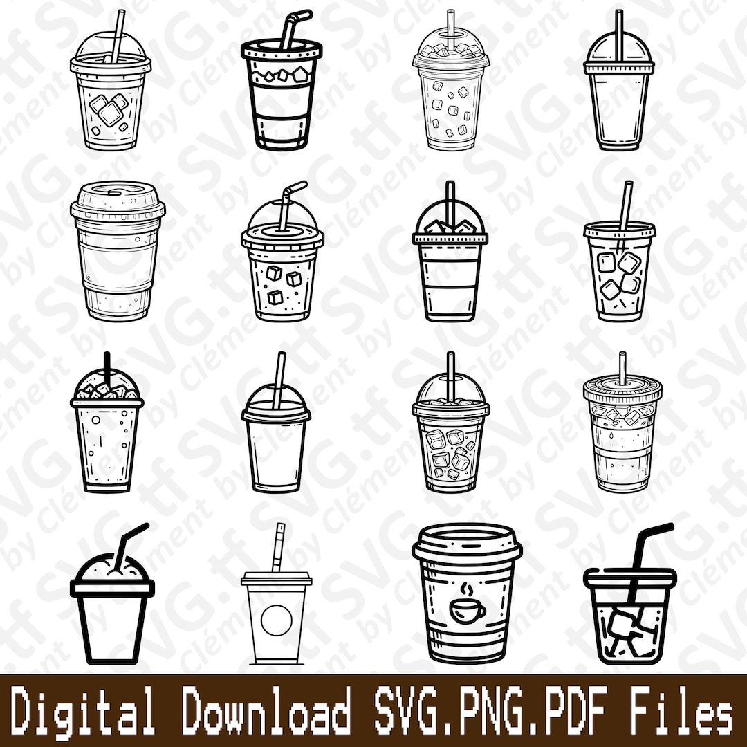 Iced Coffee Cup. SVG PNG PDF Files. Food Tea Gift Vector Clipart Print ...