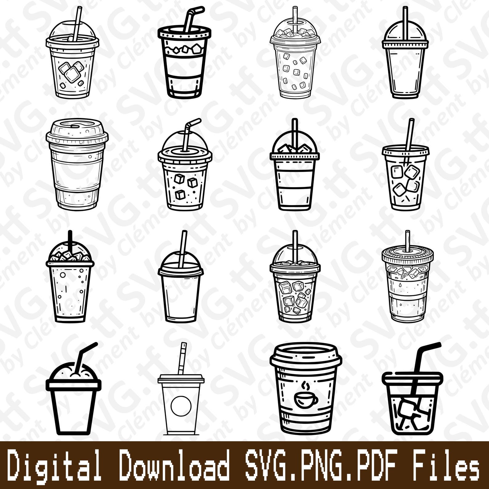Iced Coffee Cup. SVG PNG PDF Files. Food Tea Gift Vector Clipart Print ...