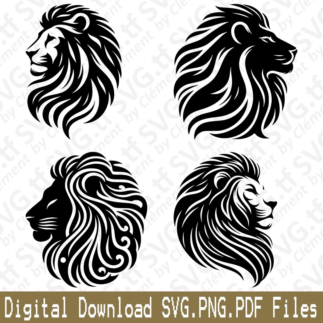 Lion Head. SVG PNG PDF Files. Roaring Wild Animal Emblem School Vector ...
