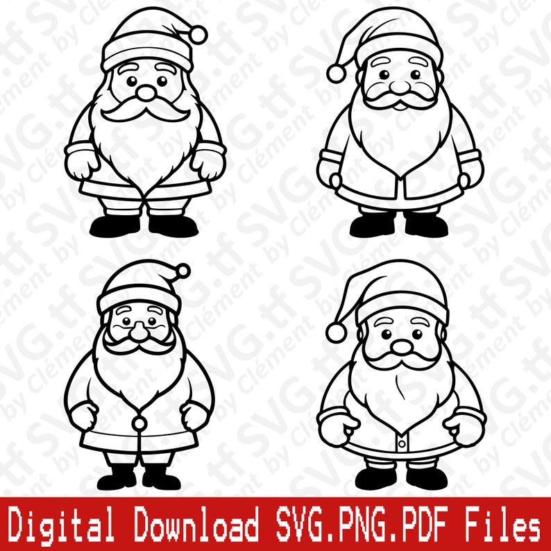 Cute Santa Claus. Layered by Color. SVG PNG PDF Files. Christmas ...