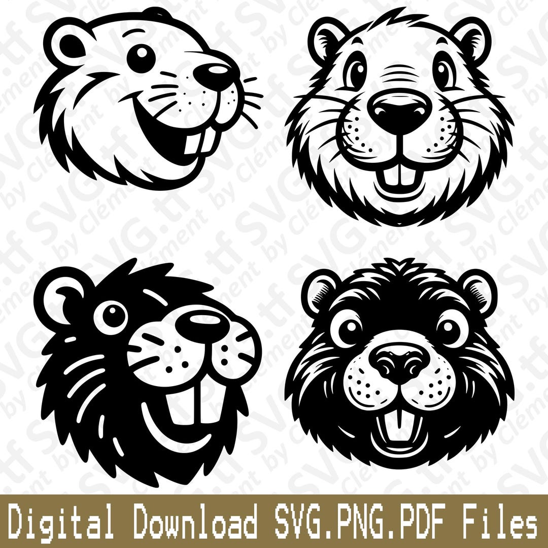 Funny Beaver Head. SVG PNG PDF Files. Cartoon Animal Emblem School ...