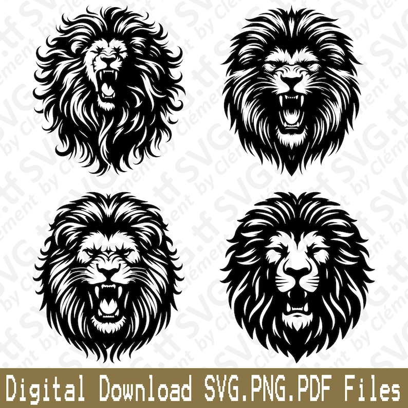 Roaring Lion Head. SVG PNG PDF Files. Wild Animal Emblem School Vector ...