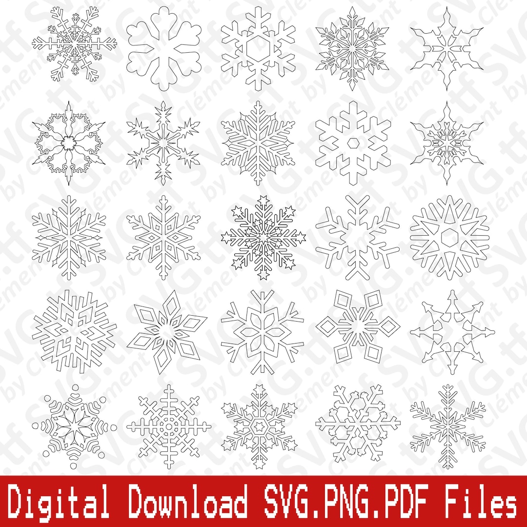 Snowflake. Outline. SVG PNG PDF Files. Winter Snow Christmas Gift ...