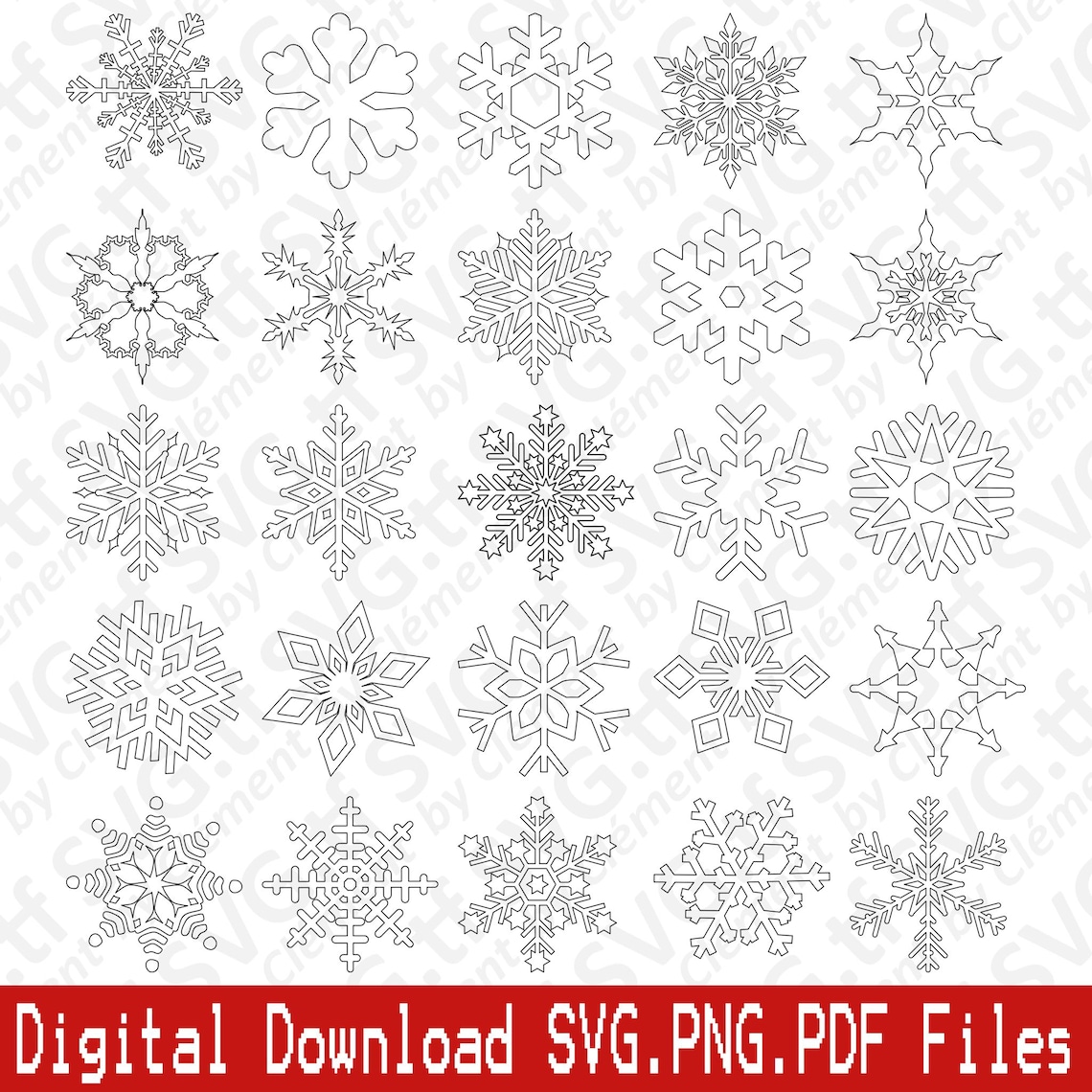 Snowflake. Outline. SVG PNG PDF Files. Winter Snow Christmas Gift ...