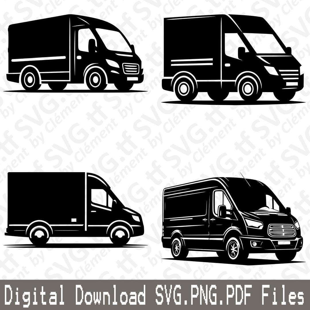 Delivery Van. SVG PNG PDF Files. Pickup Truck Vehicle Car Vintage ...