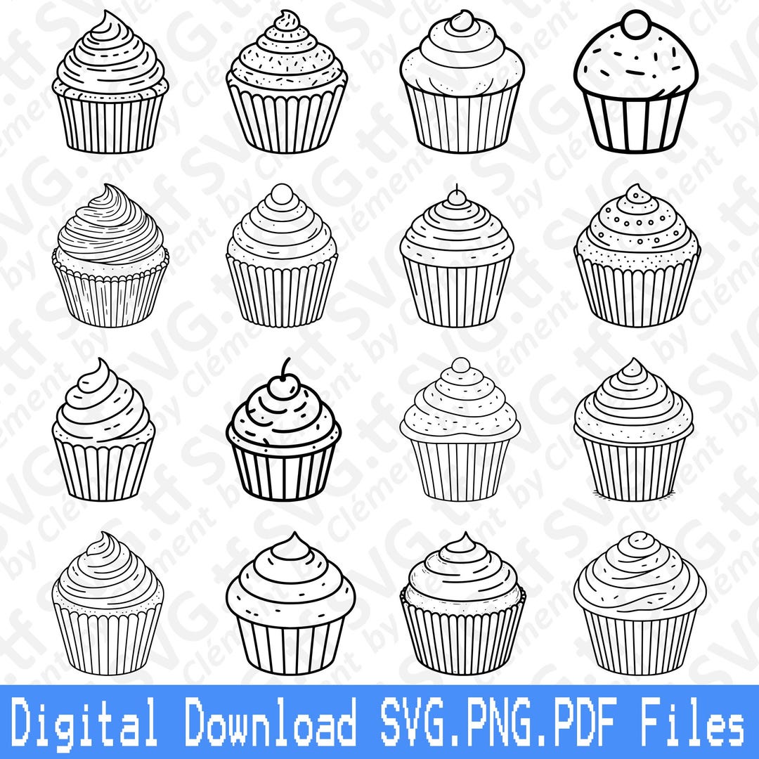Cupcake. SVG PNG PDF Files. Cake Bakery Food Beverage Gift Vector ...