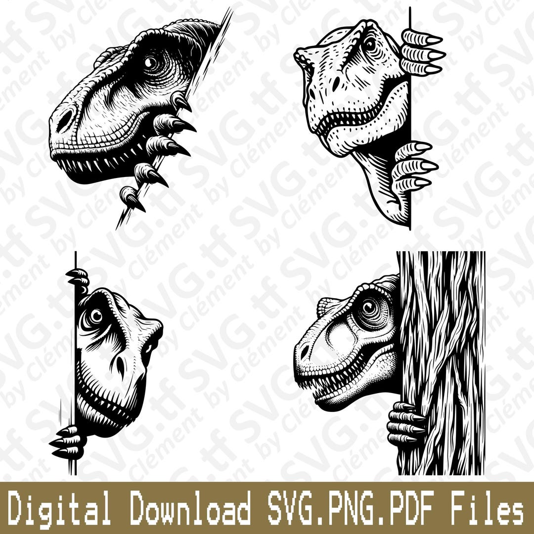 Peeking Tyrannosaurus Rex. SVG PNG PDF Files. T-rex Wild Animal ...