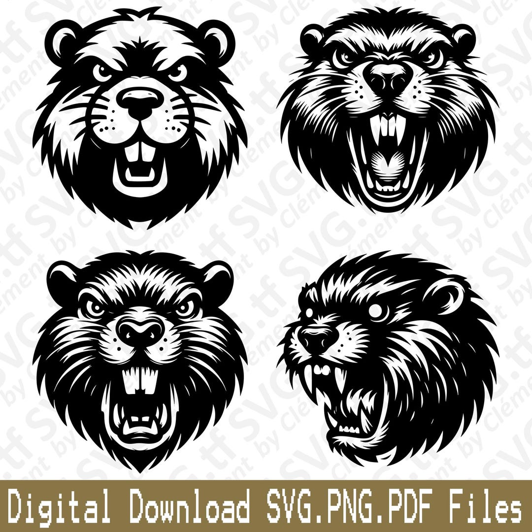 Angry Beaver Head. SVG PNG PDF Files. Roaring Wild Animal Emblem School ...