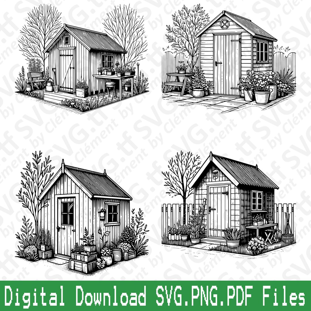Garden Shed. SVG PNG PDF Files. Farmhouse Farm House Field Harvest ...