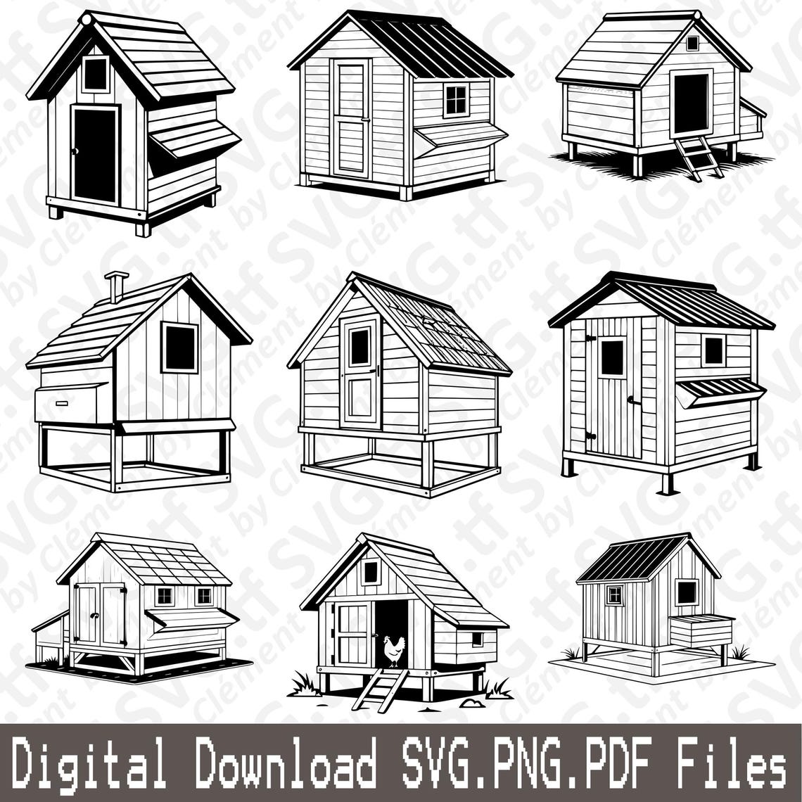 Chicken Coop. SVG PNG PDF Files. Animal Farm Barn Field Garden Nature ...