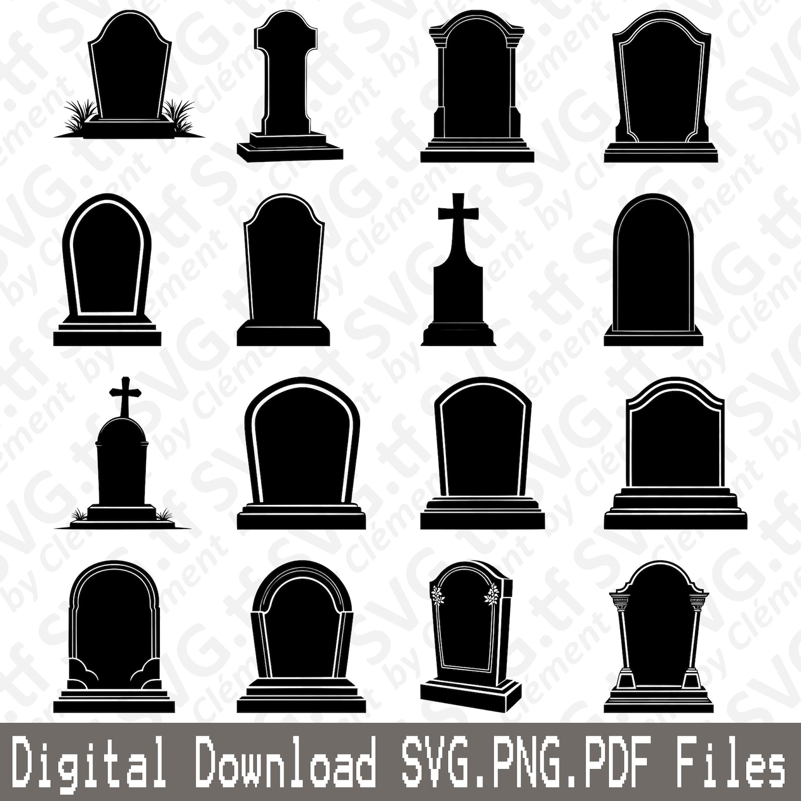 Tombstone. SVG PNG PDF Files. Cemetery Church Icon Blank Beloved Vector ...
