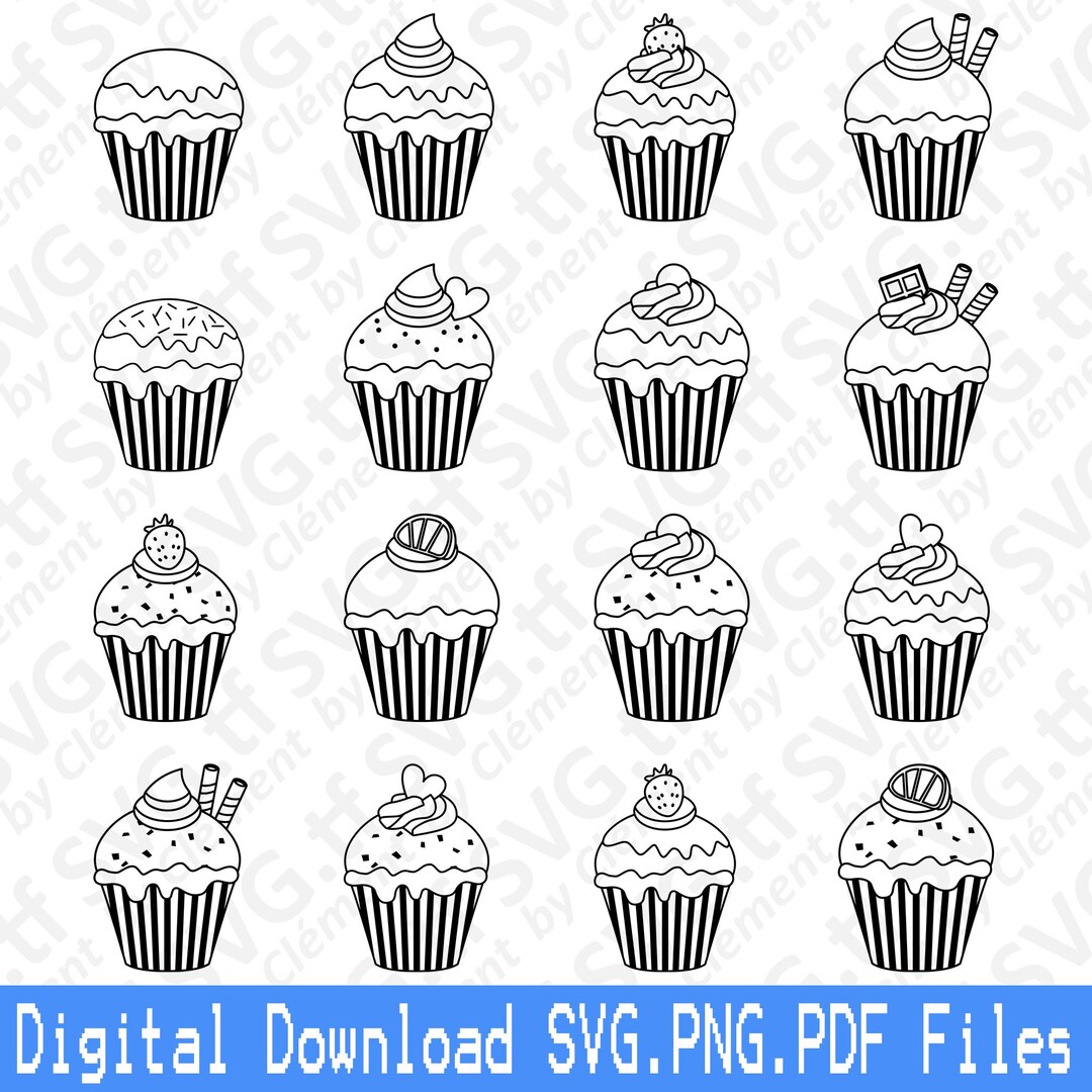 Cupcake. SVG PNG PDF Files. Cake Bakery Food Beverage Gift Vector ...