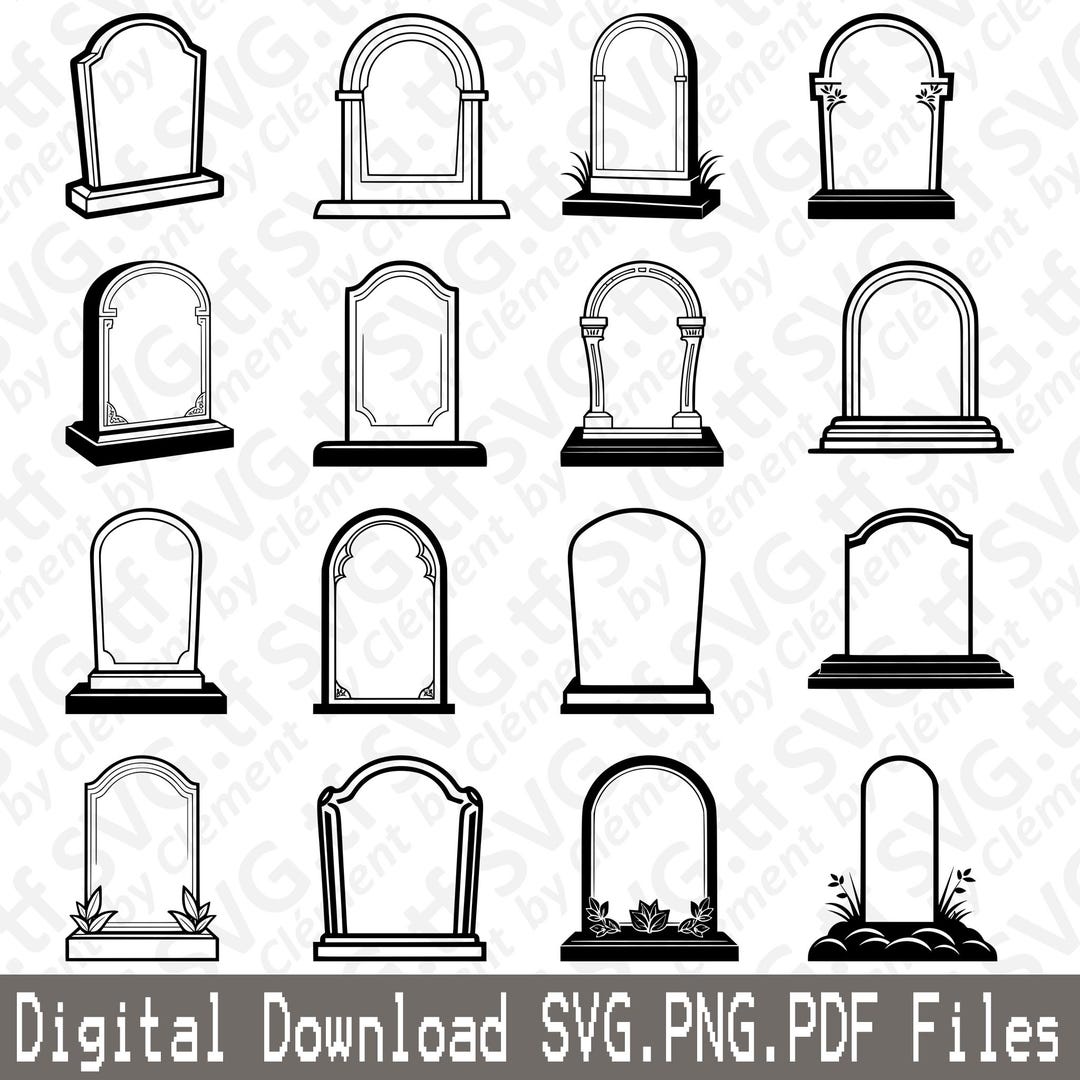 Tombstone. SVG PNG PDF Files. Cemetery Church Icon Blank Beloved Vector ...