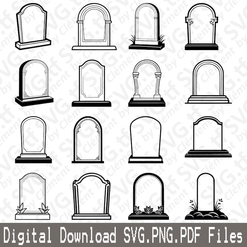 Tombstone. SVG PNG PDF Files. Cemetery Church Icon Blank Beloved Vector ...