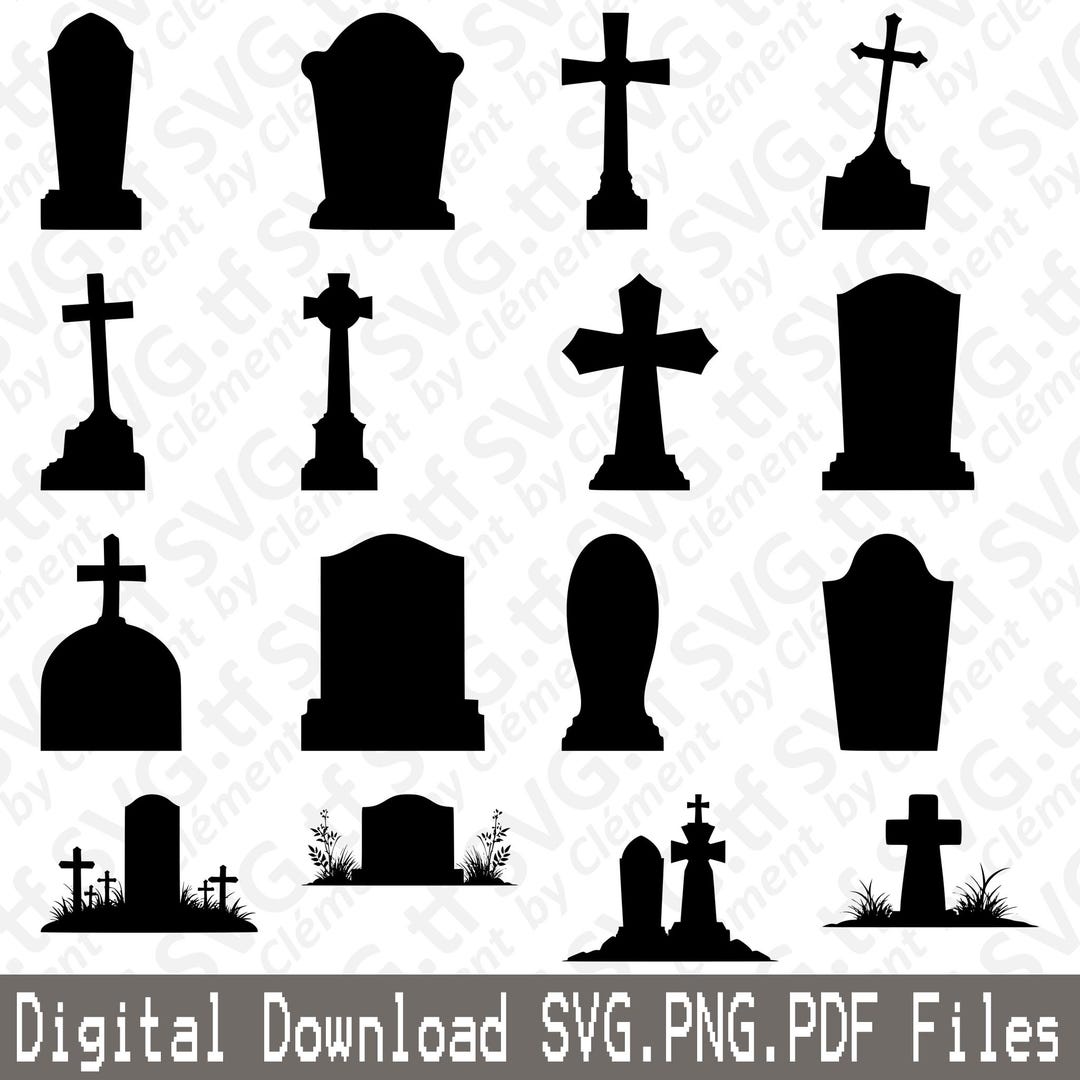 Tombstone. SVG PNG PDF Files. Cemetery Church Icon Blank Beloved Vector ...