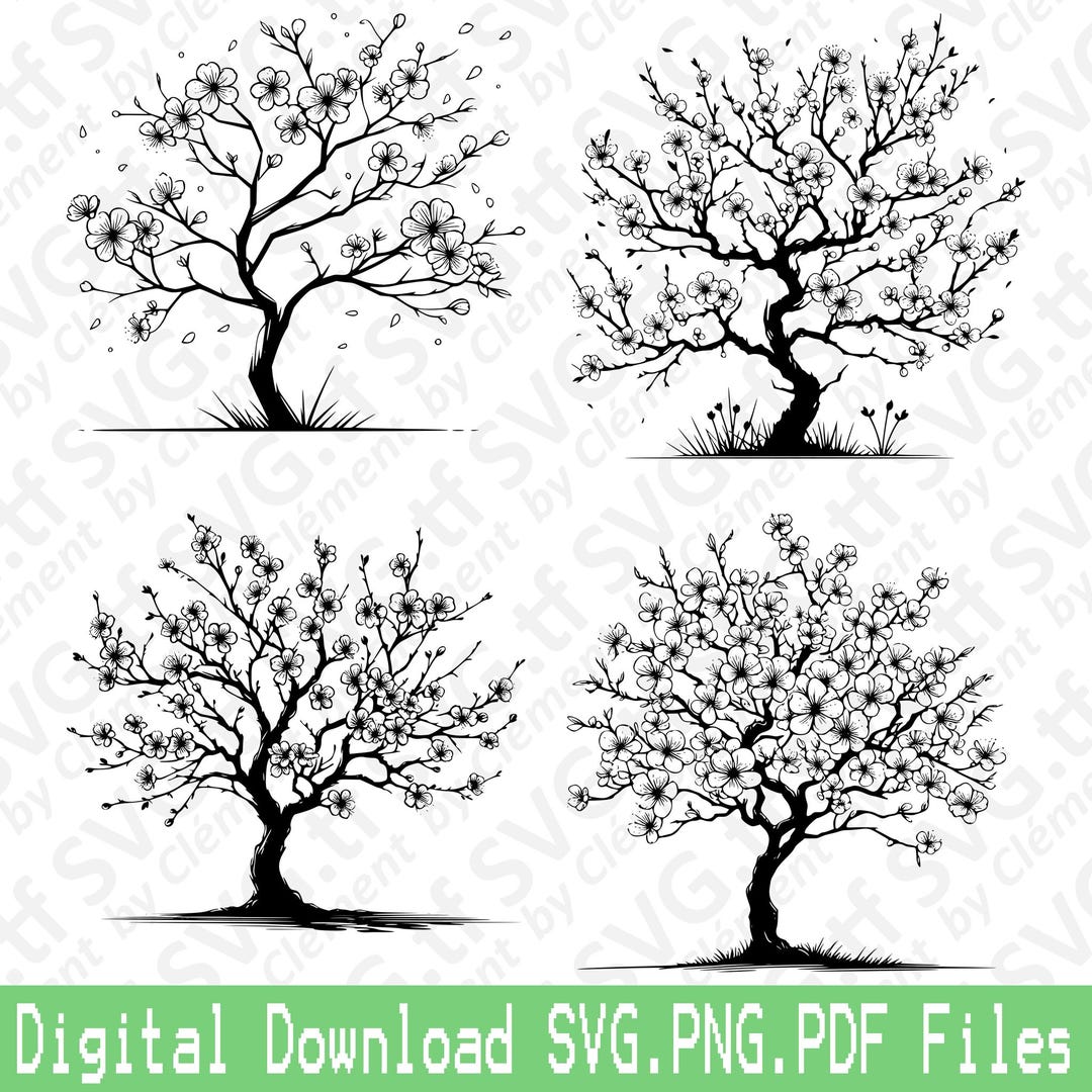 Cherry Blossom. Sakura Tree. SVG PNG PDF Files. Korea Japan Garden ...