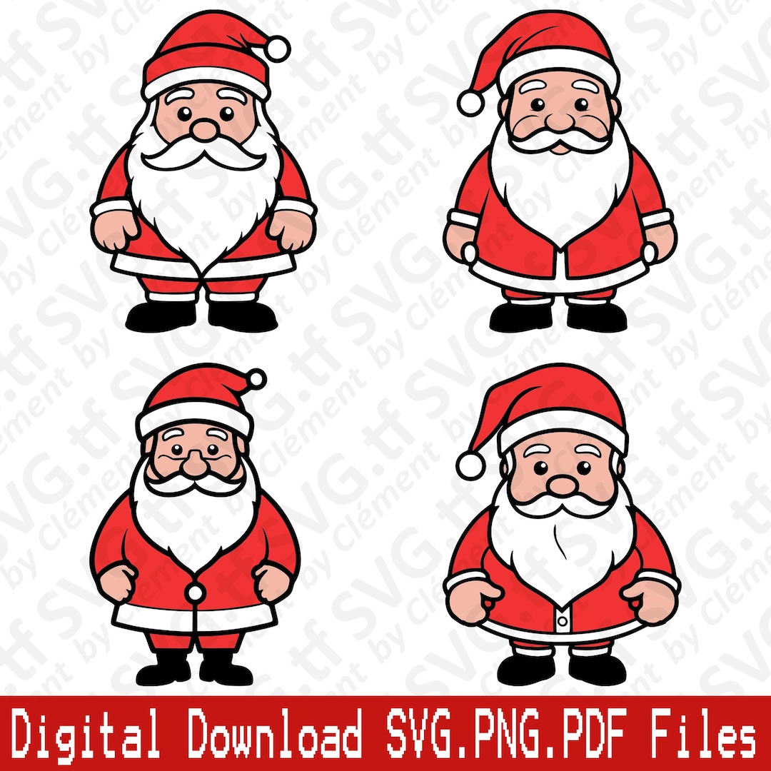 Cute Santa Claus. Layered by Color. SVG PNG PDF Files. Christmas ...