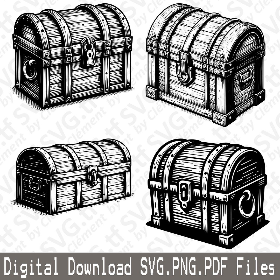 Wooden Chest. SVG PNG PDF Files. Old Treasure Pirate Ship Vintage ...
