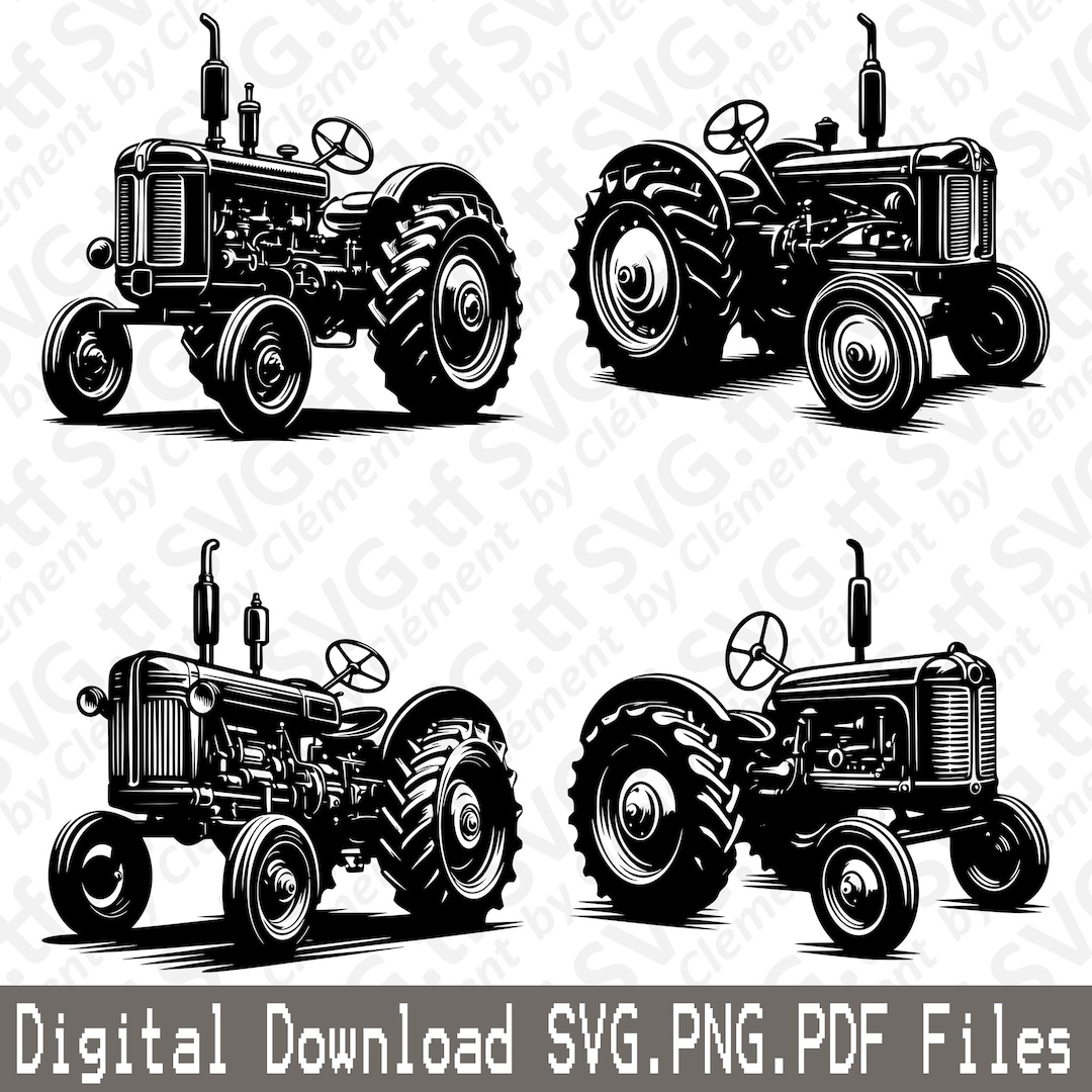 Old Tractor. SVG PNG PDF Files. Vehicle Truck Vintage Harvest Farm ...