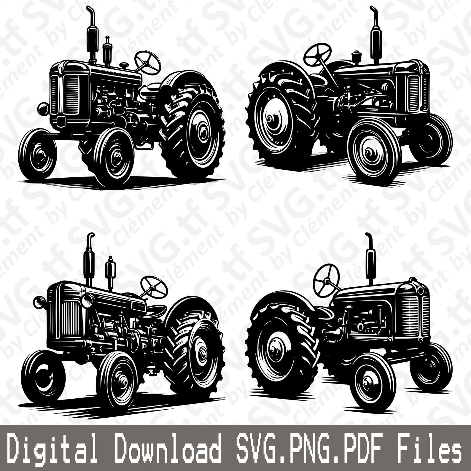 Old Tractor. SVG PNG PDF Files. Vehicle Truck Vintage Harvest Farm ...