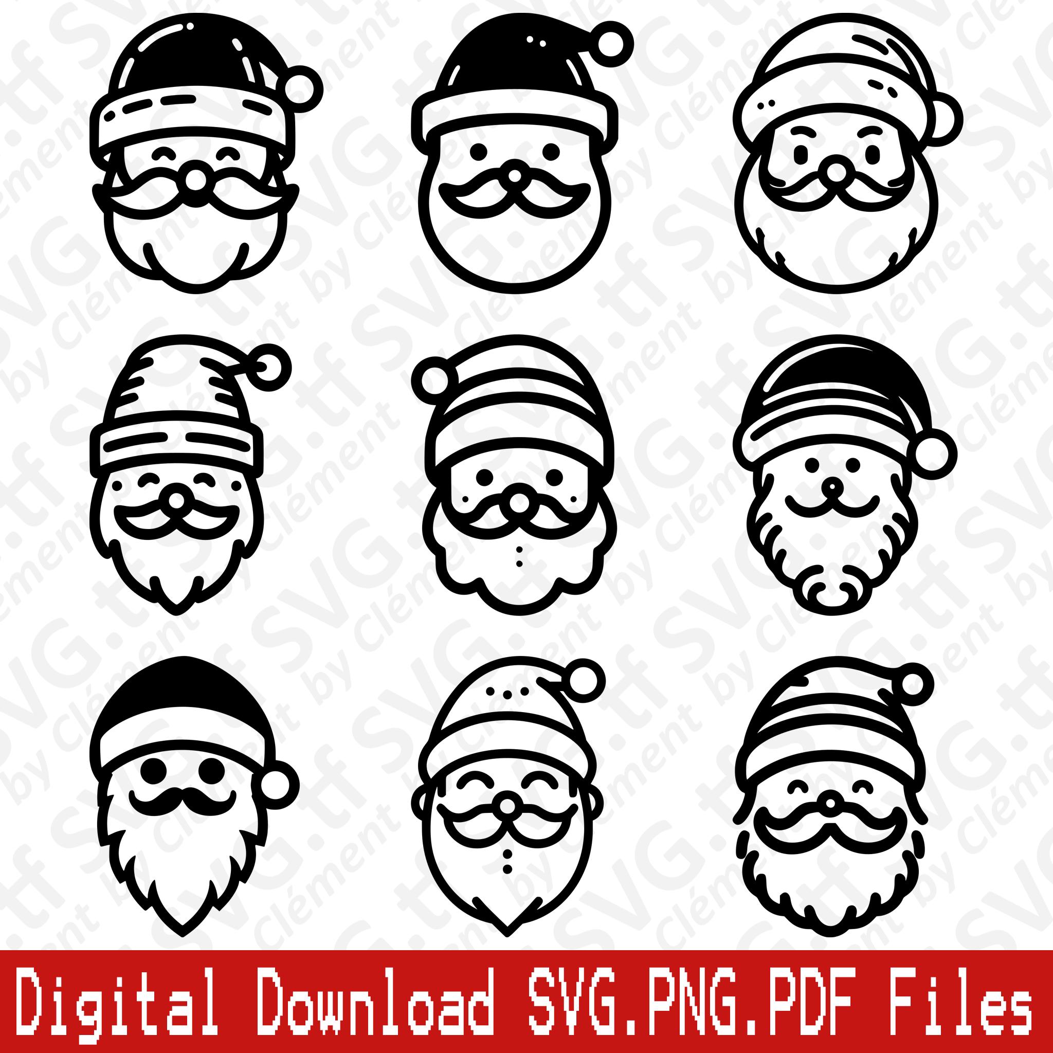Funny Santa Head. SVG PNG PDF Files. Christmas Cute Claus Elf Holidays ...