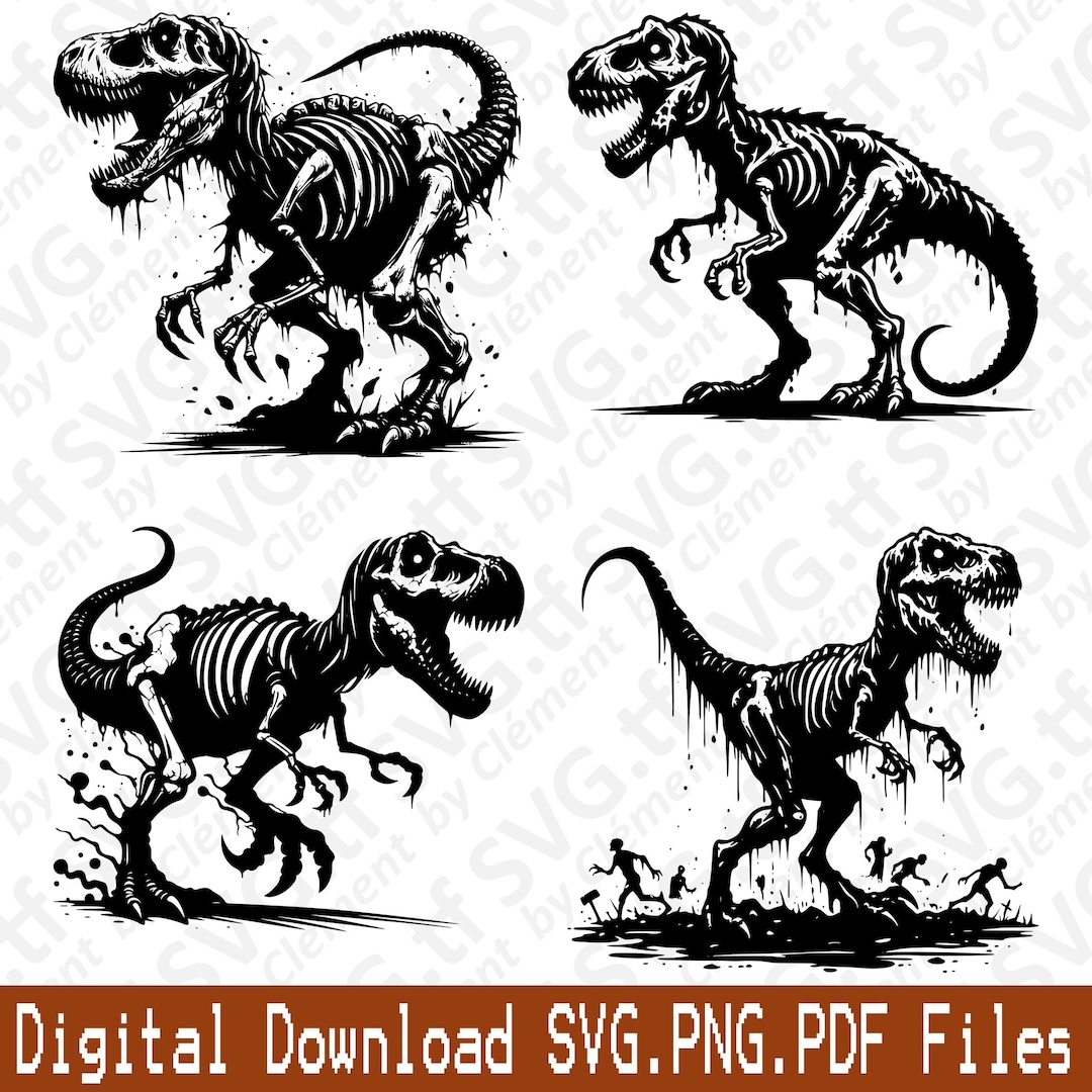Zombie Tyrannosaurus Rex. SVG PNG PDF Files. Horror Dead Wild Animal ...