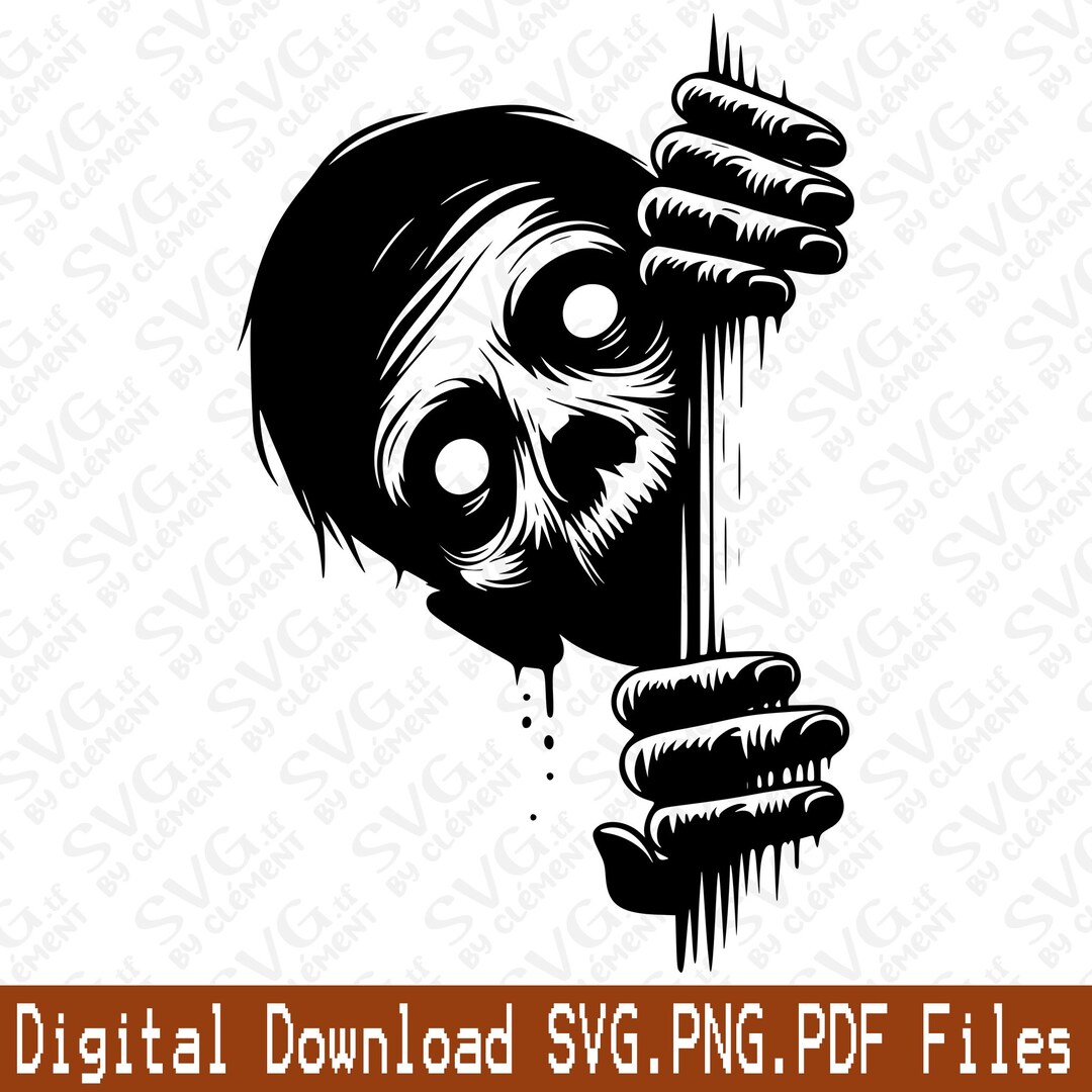 Peeking Zombie Head SVG PNG PDF Files. Horror Dead Vector Clipart Print ...