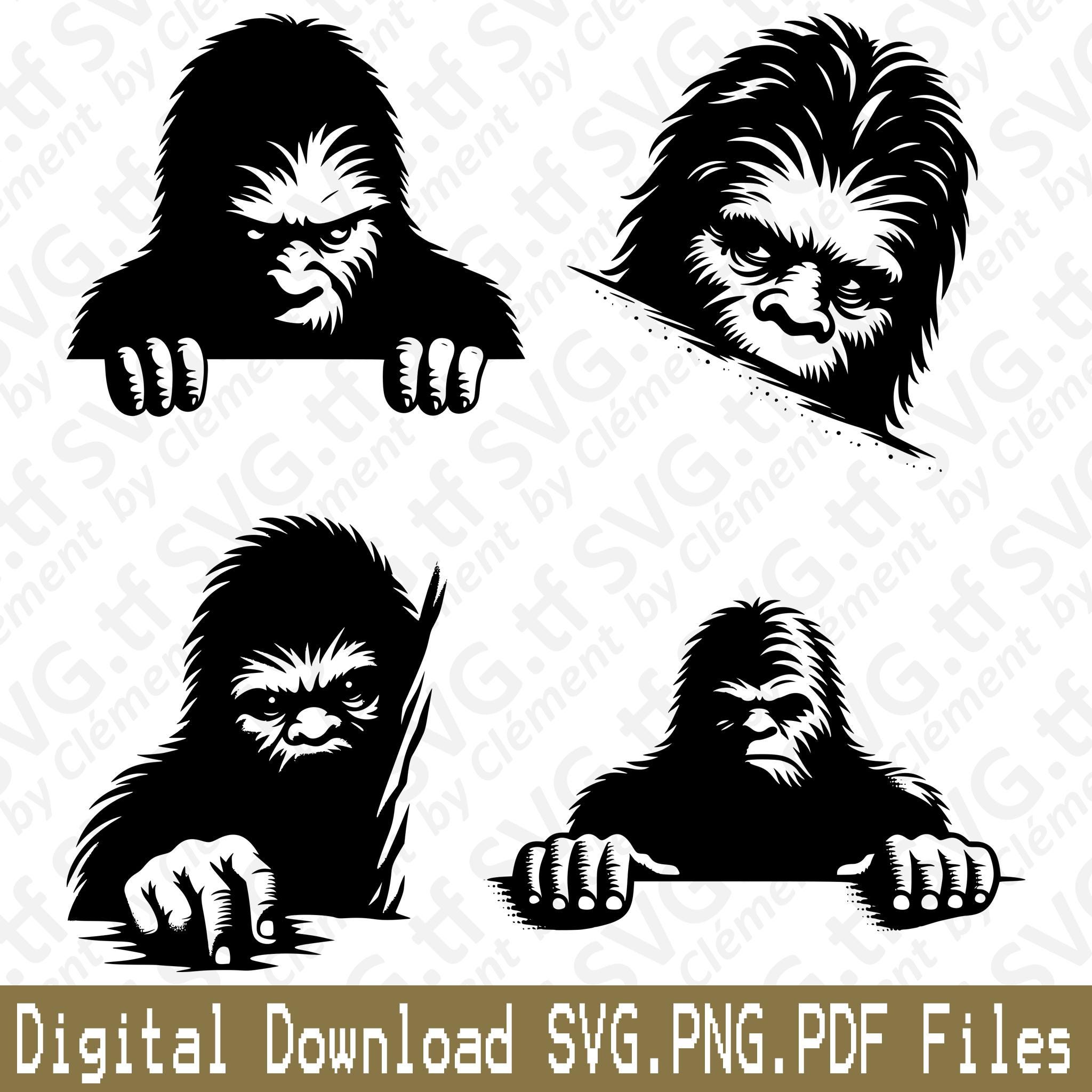 Peeking Bigfoot Sasquatch. SVG PNG PDF Files. Animal Hiding Forest ...