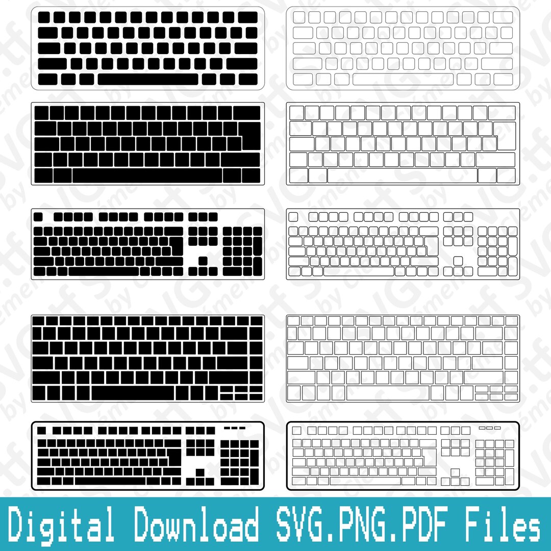 Computer Keyboard. SVG PNG PDF Files. Blank Laptop Desktop Pc Mouse ...