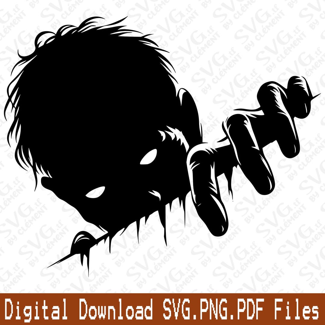 Peeking Zombie Head SVG PNG PDF Files. Horror Dead Vector Clipart Print ...
