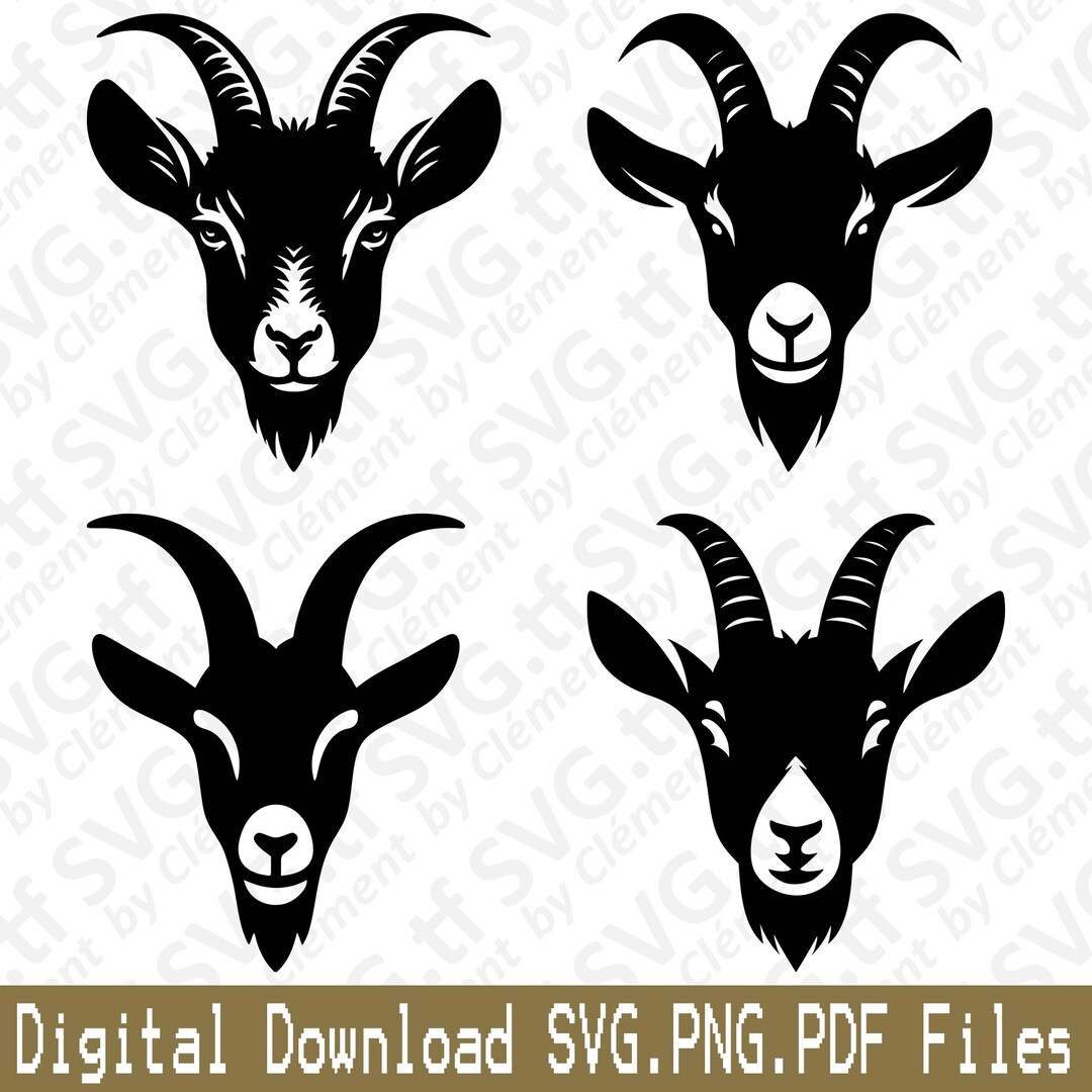 Goat Head. SVG PNG PDF Files. Wild Animal Emblem School Vector Clipart ...