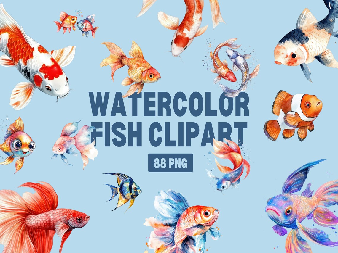 Fish Clipart, Watercolor Fish Clipart, Ocean Animal Clipart, Tropical ...