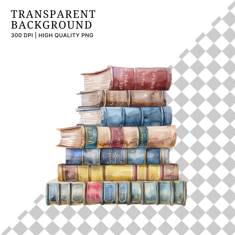 Colorful Stack of Books Clipart, Rainbow Book Pile PNG, Bright Library ...