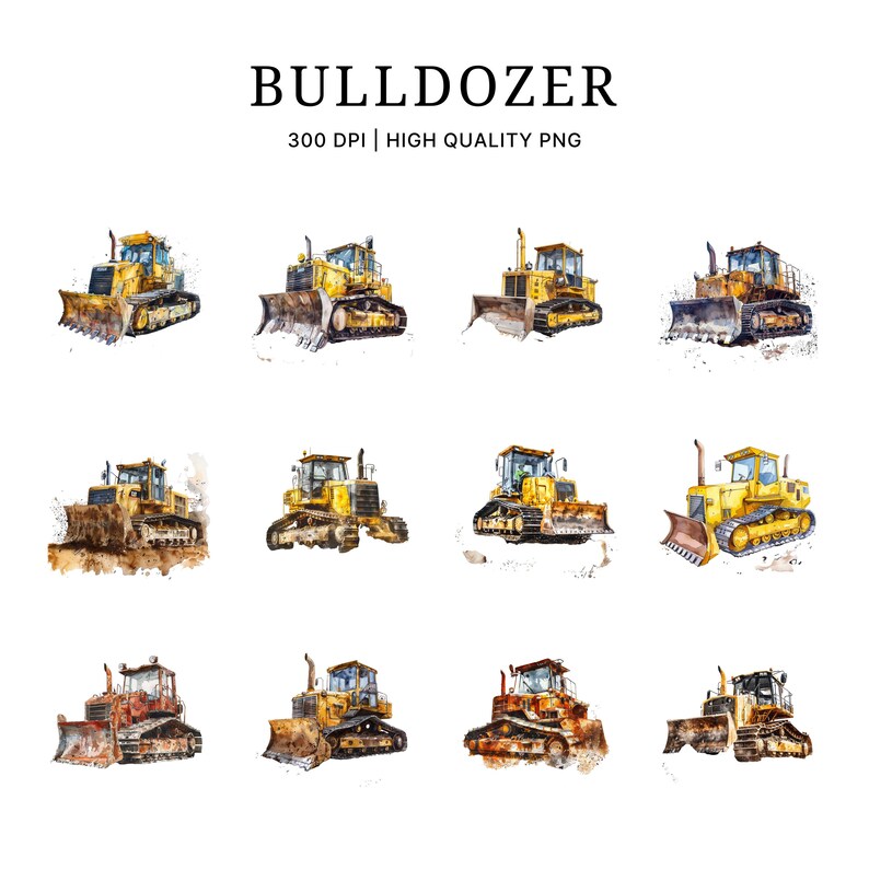 Bulldozer Clipart: Construction Vehicle PNG, Heavy Equipment Art ...