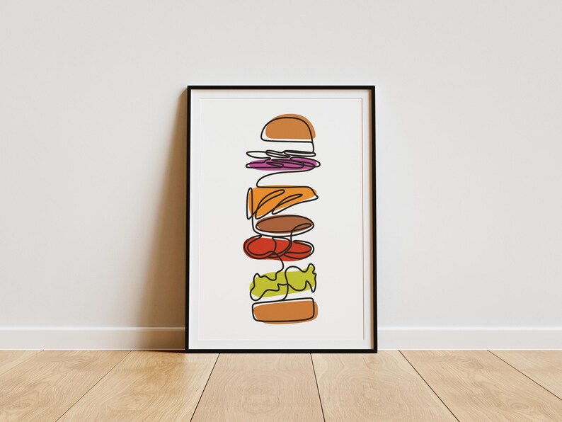 Printable Minimalist One Line Drawing of Delicious Separate Ingredients ...