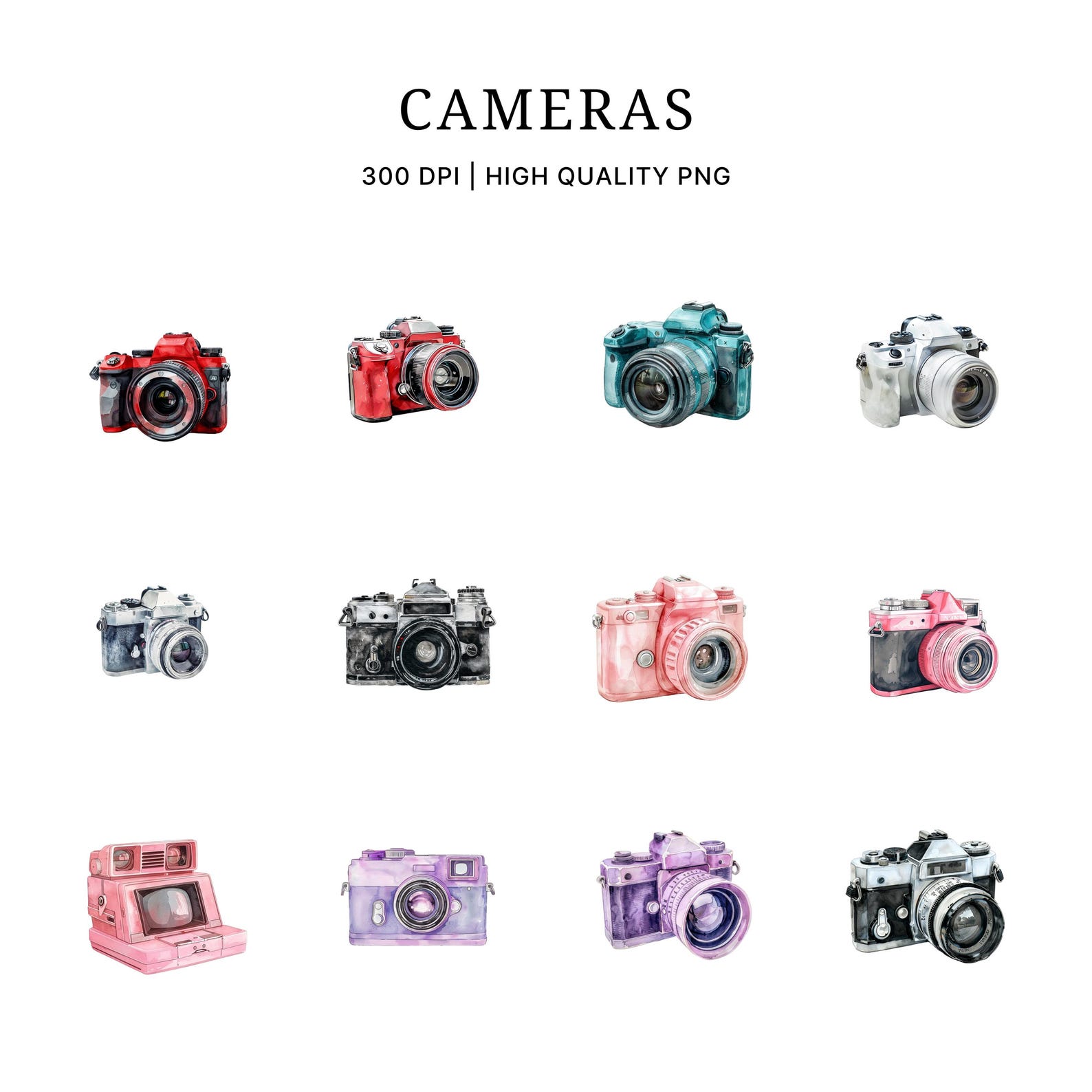 Vintage Camera Clipart Set: Retro Photography PNG (digital Download) - Etsy