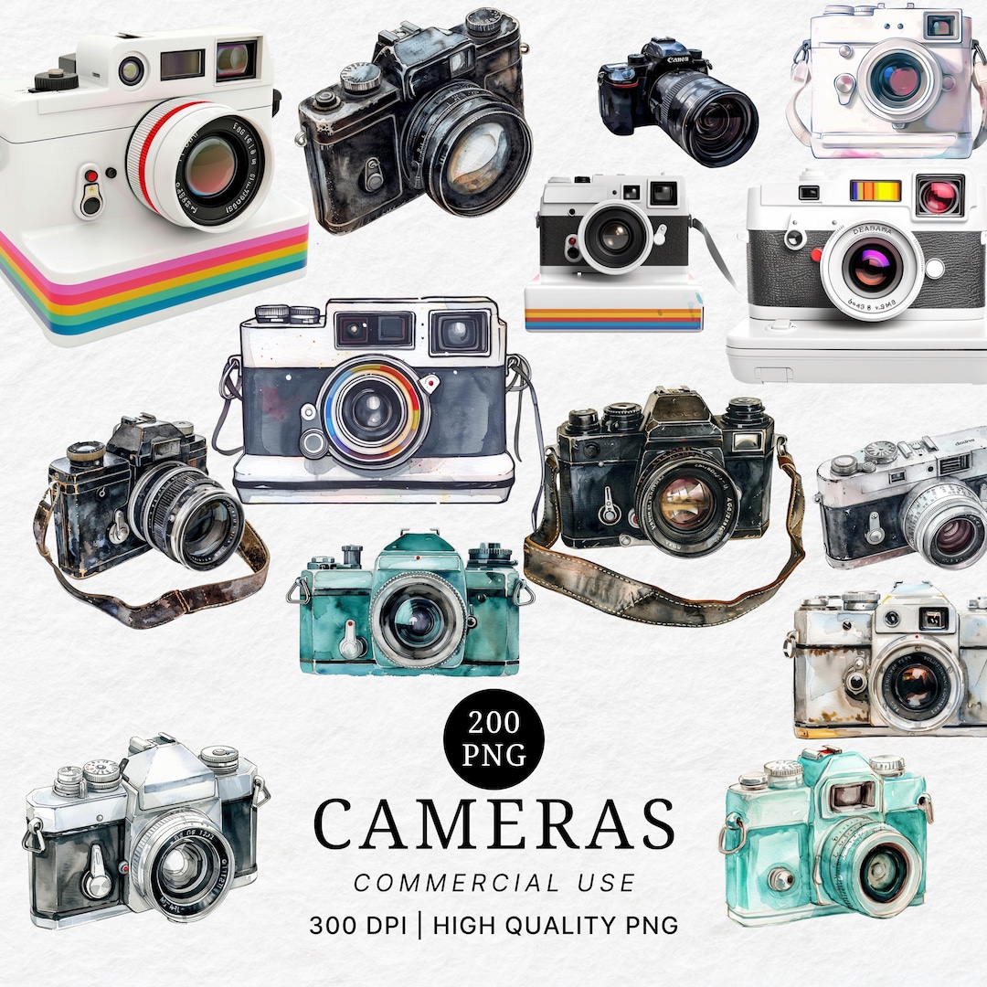 Vintage Camera Clipart Set: Retro Photography PNG (digital Download) - Etsy