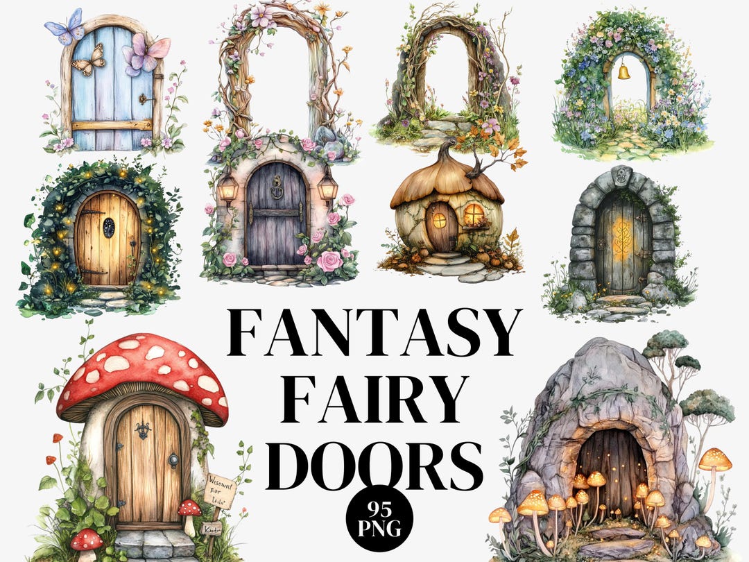 Watercolor Fairy Doors Clipart: Fantasy Garden (digital Download) - Etsy