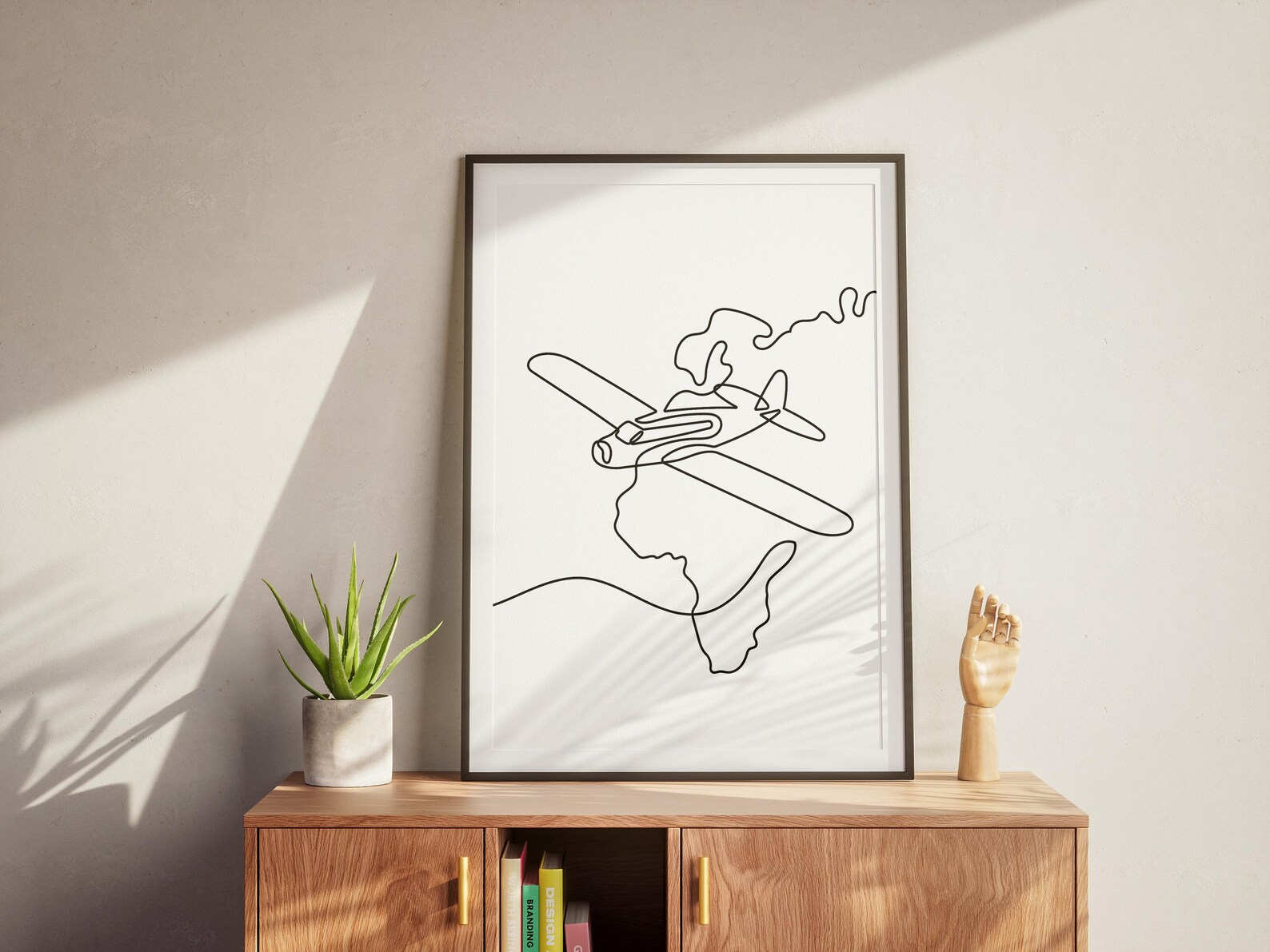 Printable Minimalist One Line Drawing of Plane Flying With Map Behind ...
