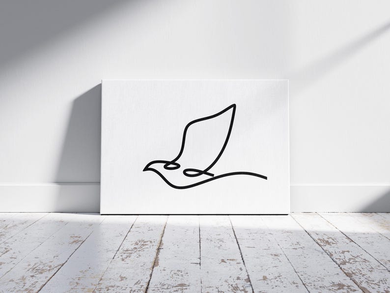 Printable Minimalist One Line Drawing of Bird Flying Continuous Line ...