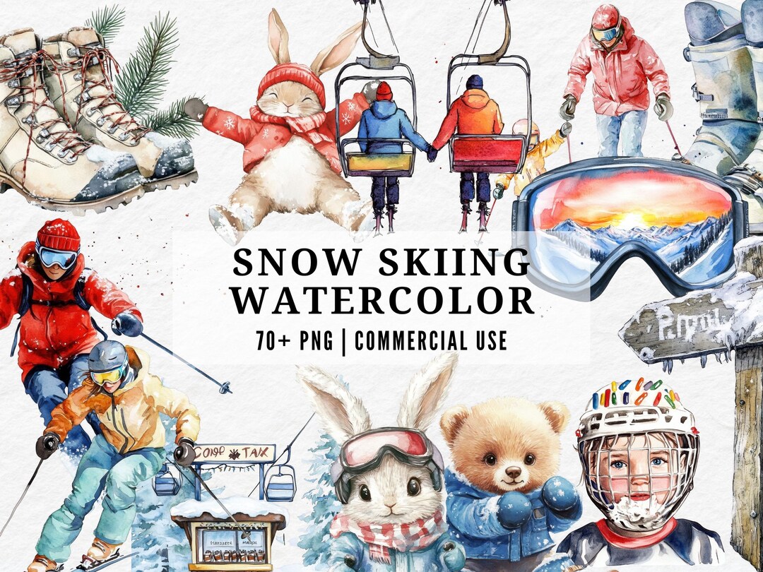 Snow Skiing Clipart: Winter Sports PNG Graphics (digital Download - Etsy