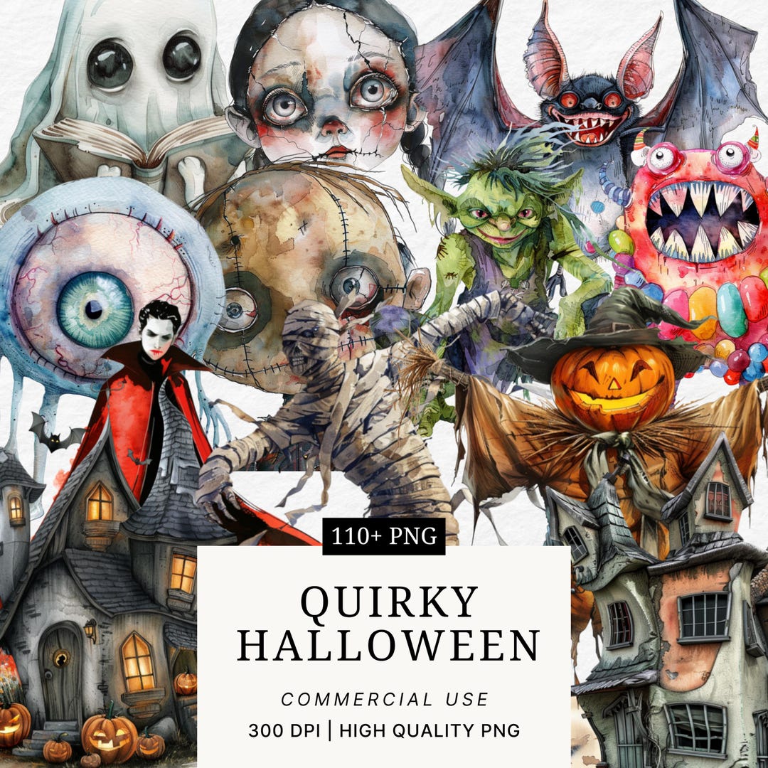 Quirky Halloween Clipart, Funny Spooky PNG, Cute Monster Illustration ...