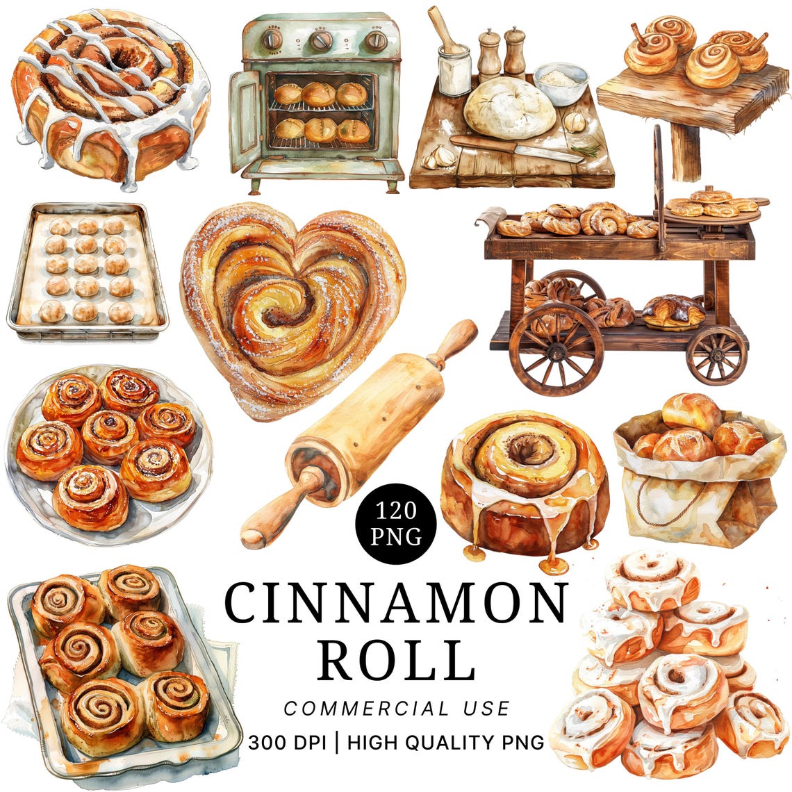 Cinnamon Roll Clipart, Sweet Pastry Illustrations (digital Download) - Etsy