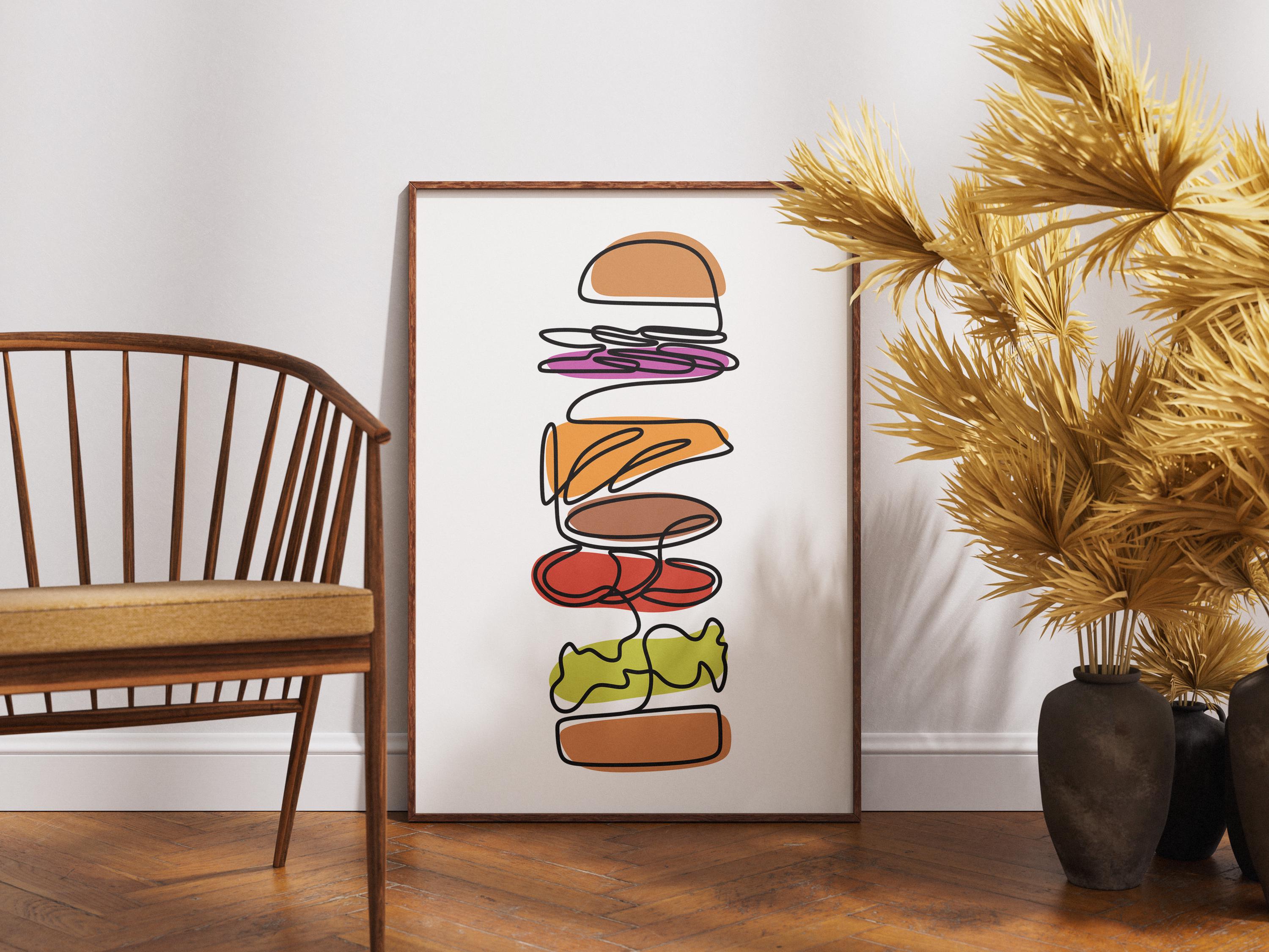 Printable Minimalist One Line Drawing of Delicious Separate Ingredients ...