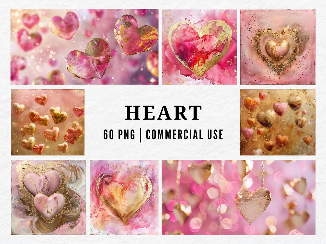 Watercolor Heart Clipart: Valentine's Day PNG Graphics (digital ...