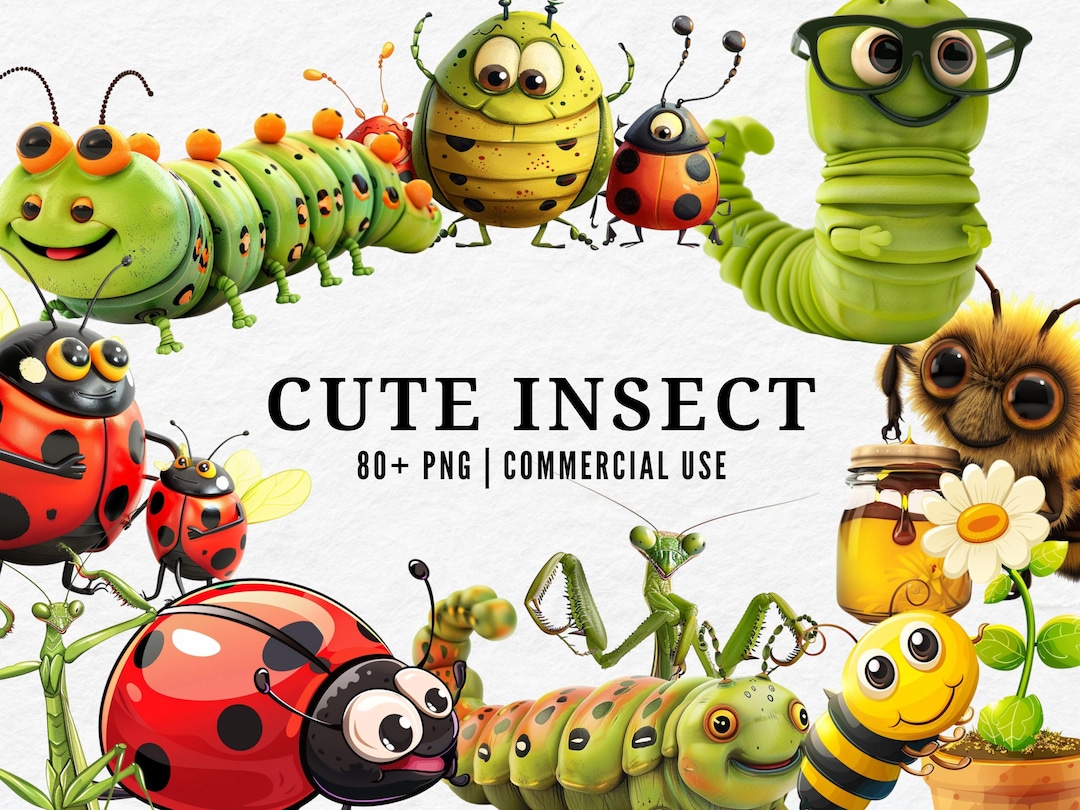 Cute Insect Clipart, Kawaii Bug PNG, Adorable Insect Illustration ...