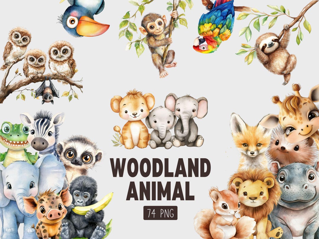 Cute Boho Animal Clipart, Watercolor Animal Clipart, Nursery Animal ...