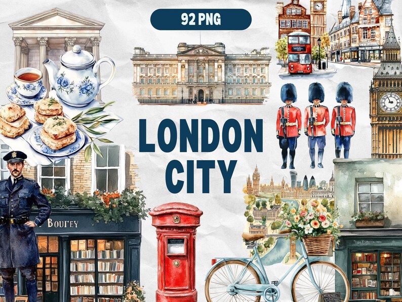 Watercolor London Clipart: City Landmarks, Travel Art (digital Download ...